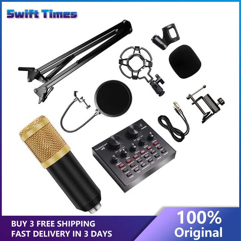 Bm 8Pcs/Set 800 Microphone Kit Sa V8 Sound Card Professional Studio Microphone Condenser ...