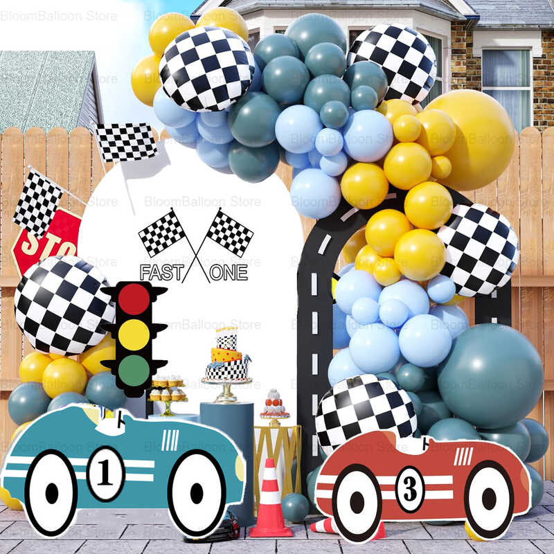 ONE FAST Car KT Board Racing Theme Number Cutout Race Track Backdrop ...