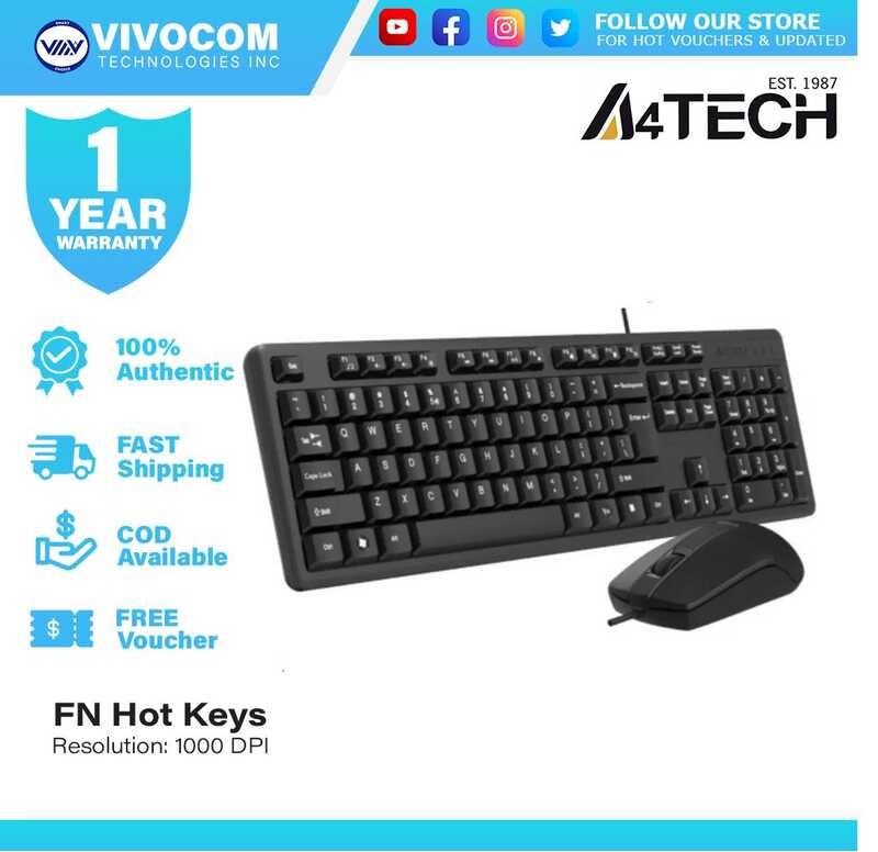 & A4tech Kk-3330 / Krs-3330 USB Keyboard And Mouse COMBO (Black) | Shopee Philippines