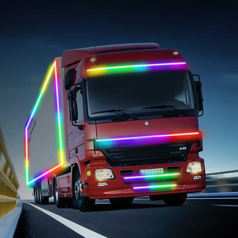 LED Flashing 12V-24V RGB Truck Ambient Light Roof Bumper Door Strip ...