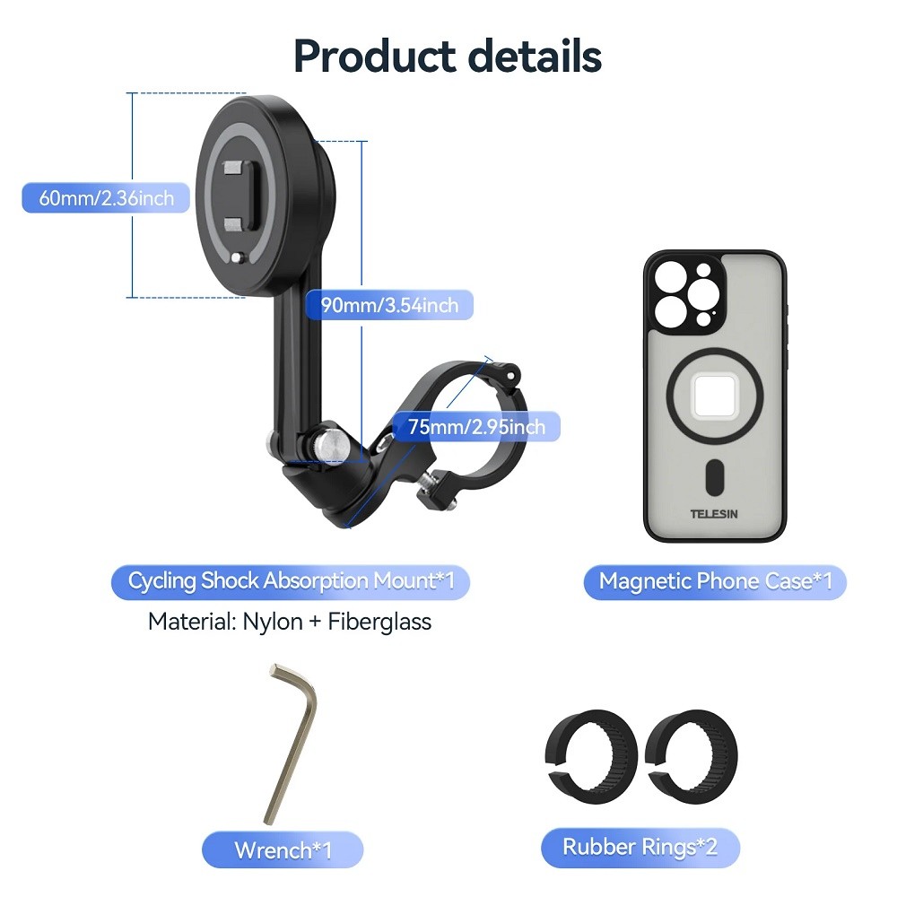TELESIN MagSafe Magnetic Bicycle/Motorcycle Handlebar Bracket Mount for ...