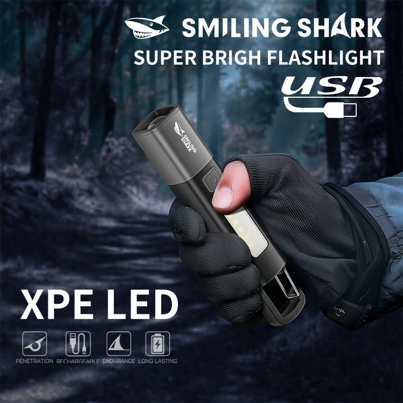 Smiling Shark Portable LED Flashlight XPE Torch Light with COB ...