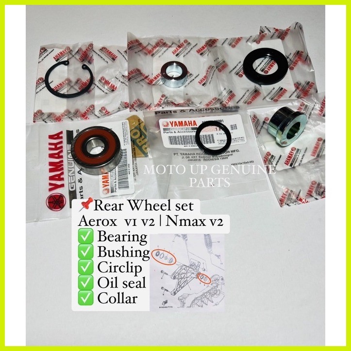 Rear wheel Bearing oil seal bushing circlip Aerox v1 v2 Nmax v2 ...
