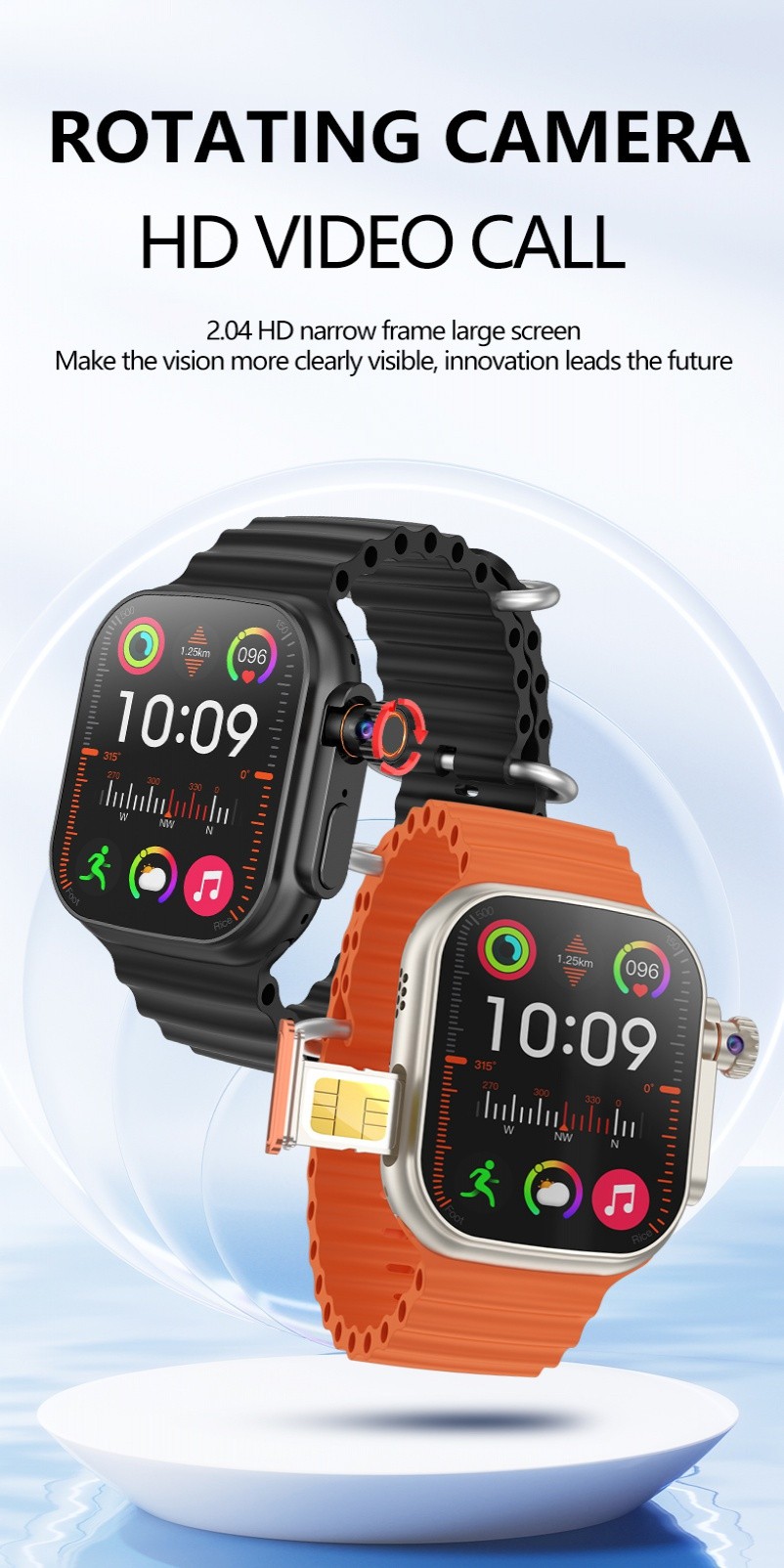 Cellular Version Watch Ultra2 Smart Watch SIM Card And WiFi 4G Android ...