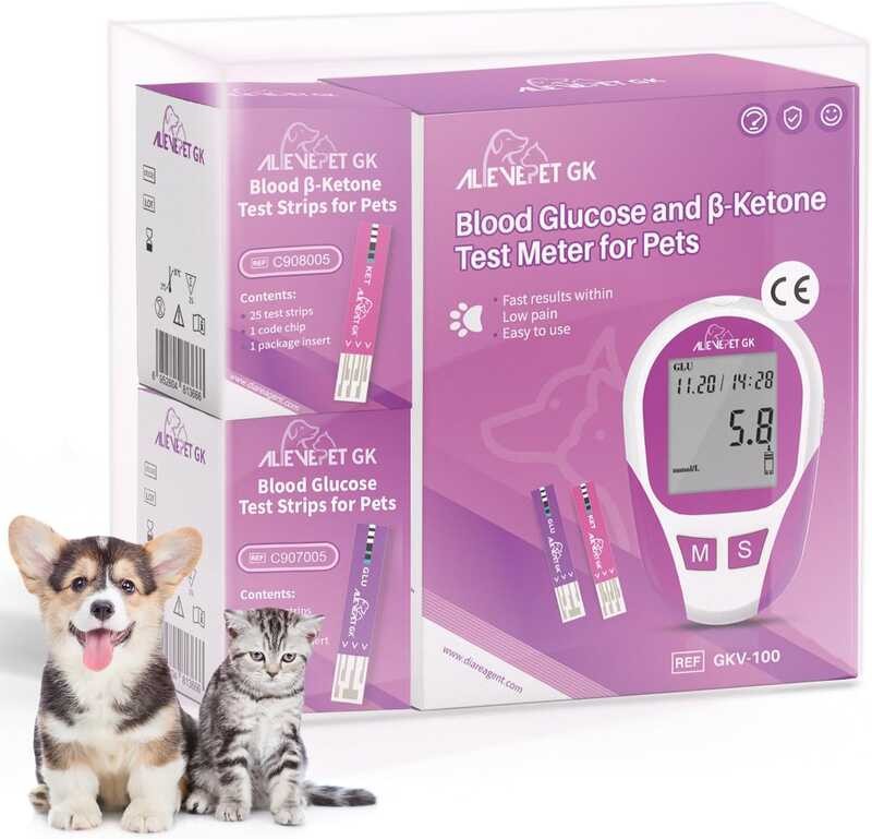 AlievePet Sugar Blood Ketone Cat Dog Diabetes Testing Kit Glucose Meter ...
