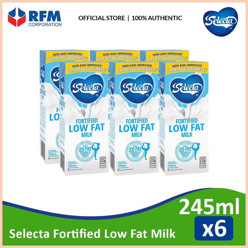 ☸ Selecta Fortified Filled Low Fat Milk 245ml - Set of 6s | Shopee ...