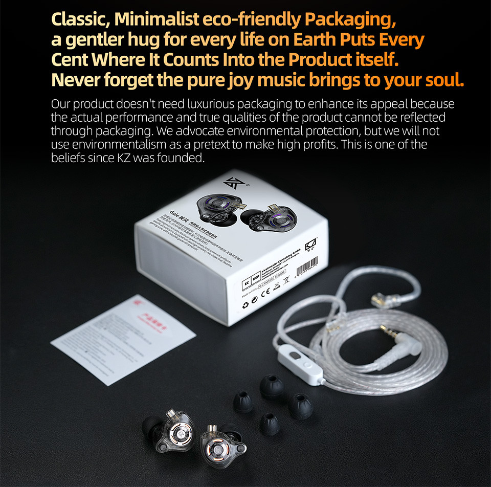 KZ Gale Wired In Ear HiFi Earphones With 2Mics Superlinear Dynamic ...