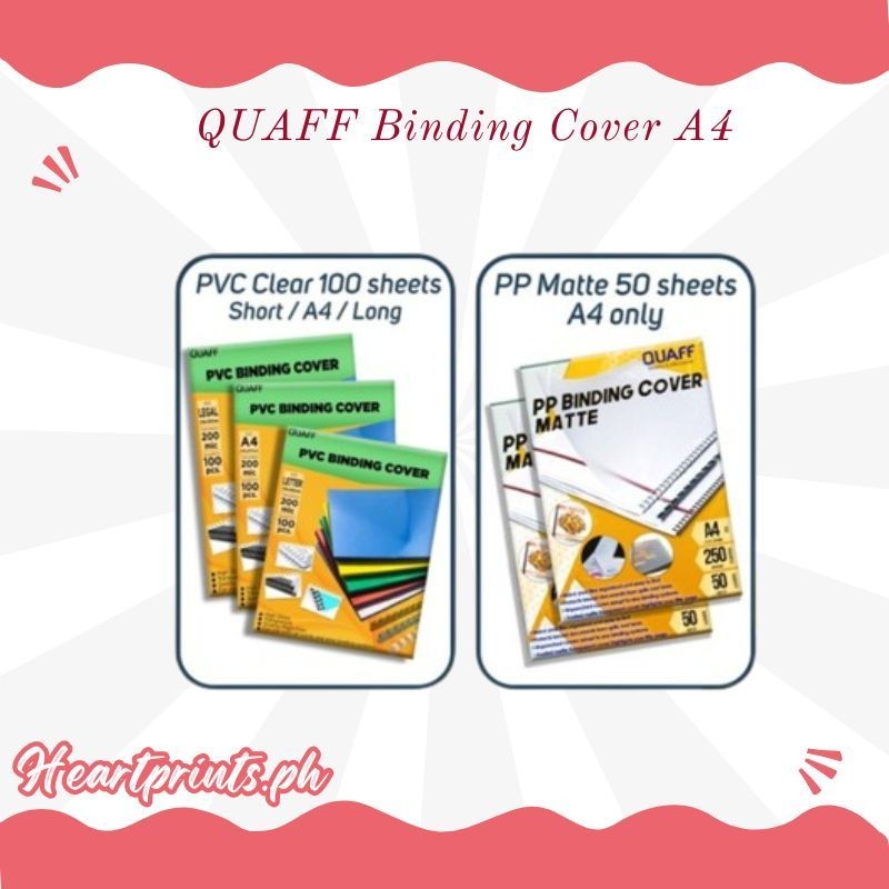QUAFF Clear PVC Binding Cover Short / A4 / Long Size 200 Microns (100 ...