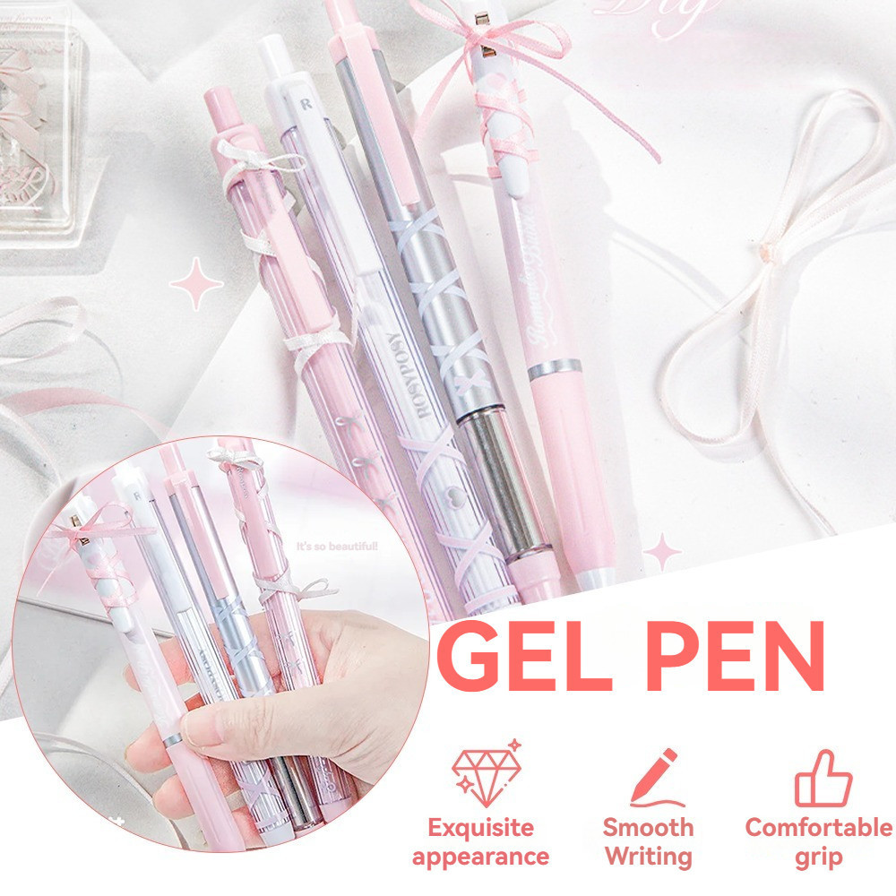 4pcs Ballet Strap Gel Pen Press Black Pen 0.5 Student Brush Question ...