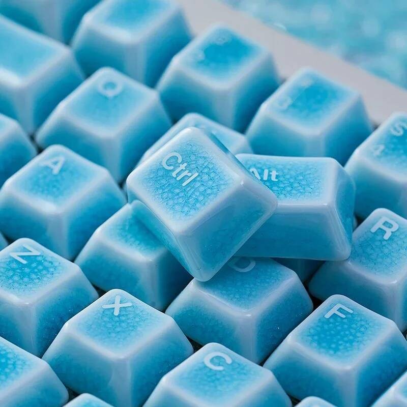 Full Ceramic Set Cracks Multi Color Translucent Cherry Profile Keycaps ...