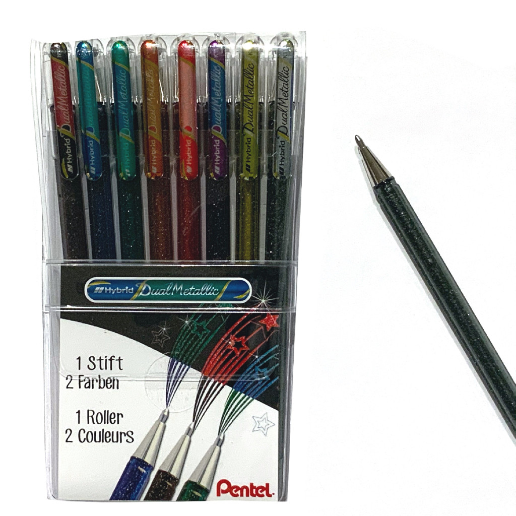 Pentel dual metallic gel pen 1.0 set 8 | Shopee Philippines