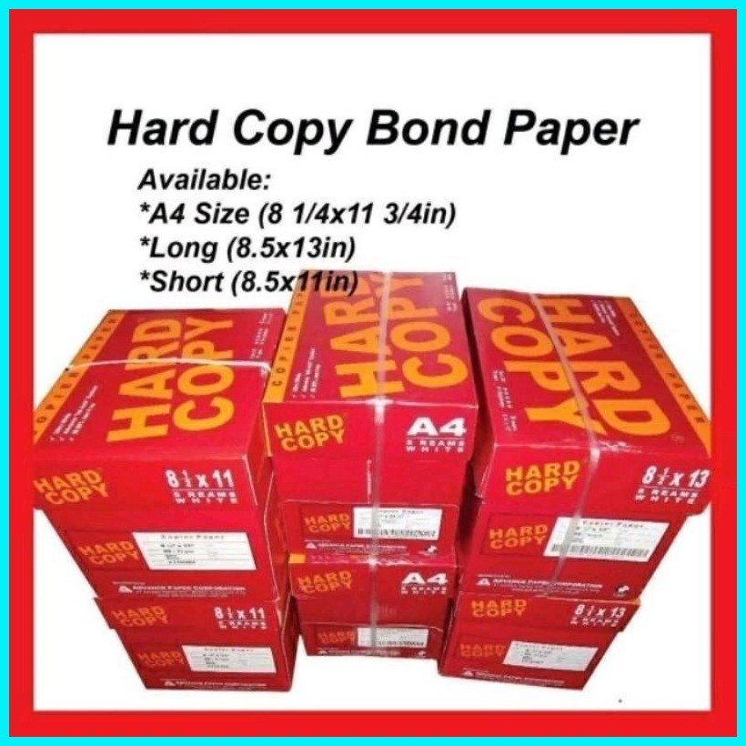 Dari Hard Copy Paper Short Long & A4 Size Bond Paper Per Ream 500 ...
