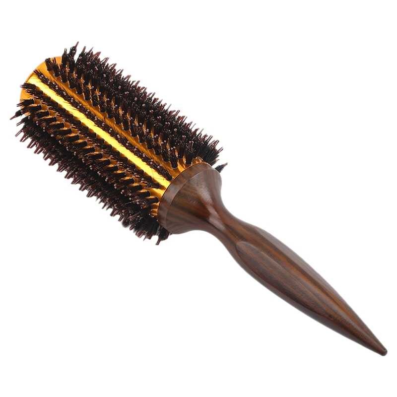 Straight Twill Hair Comb Natural Boar Bristle Rolling Brush Round ...