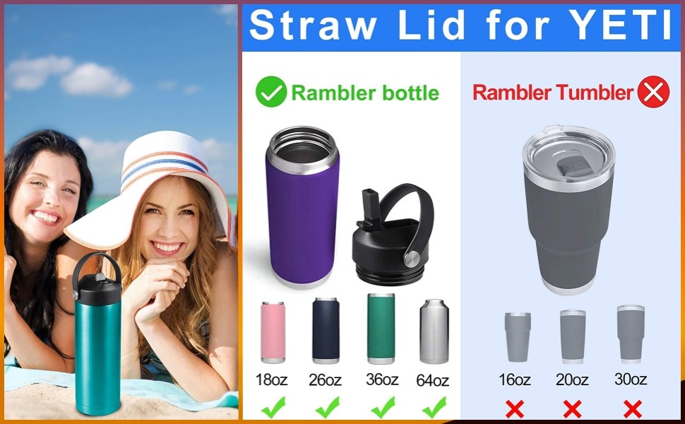 Straw Straw Cap Suitable for Yeti Rambler 18 26 36 64oz, with Straw and ...