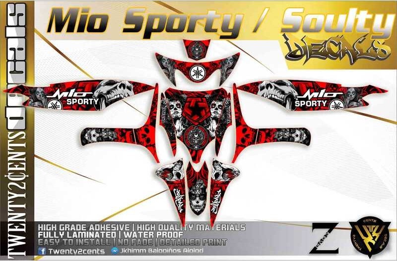 Yamaha Mio Sports / Soulty Decals High-Quality Stickers (Tribal Skull ...
