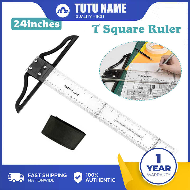 24 Inch 60cm Acrylic T Square Transparent Detachable Head For Students ...