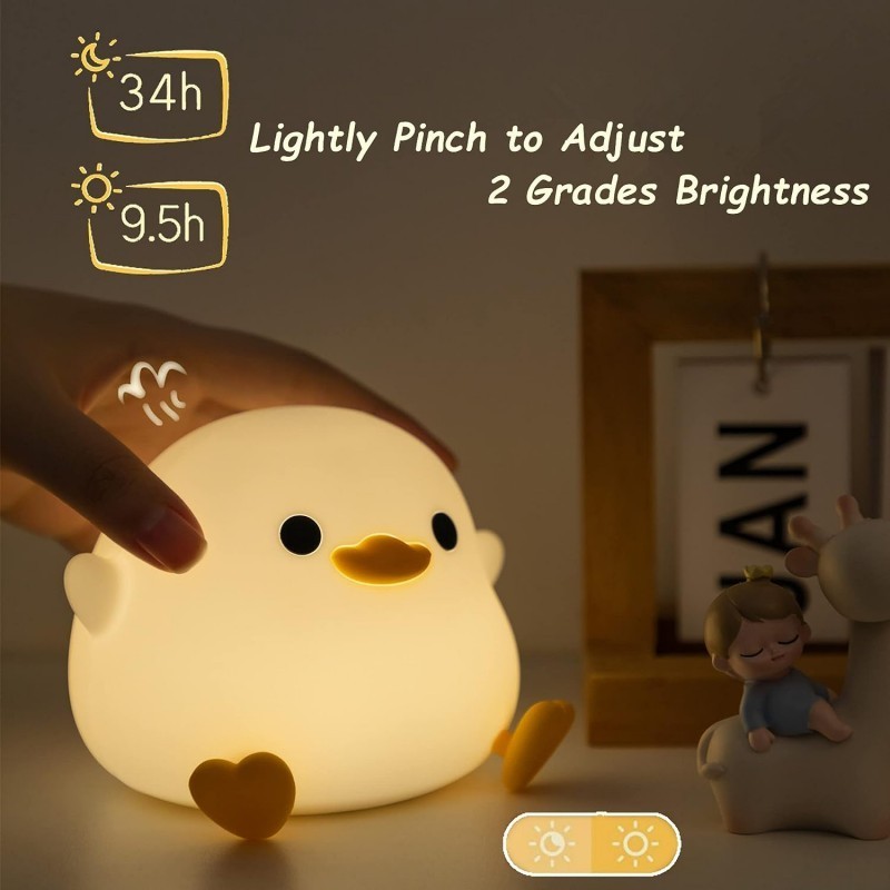 DoDo Duck Night Light Cute Duck Silicone Dimmable Nursery Nightlight ...