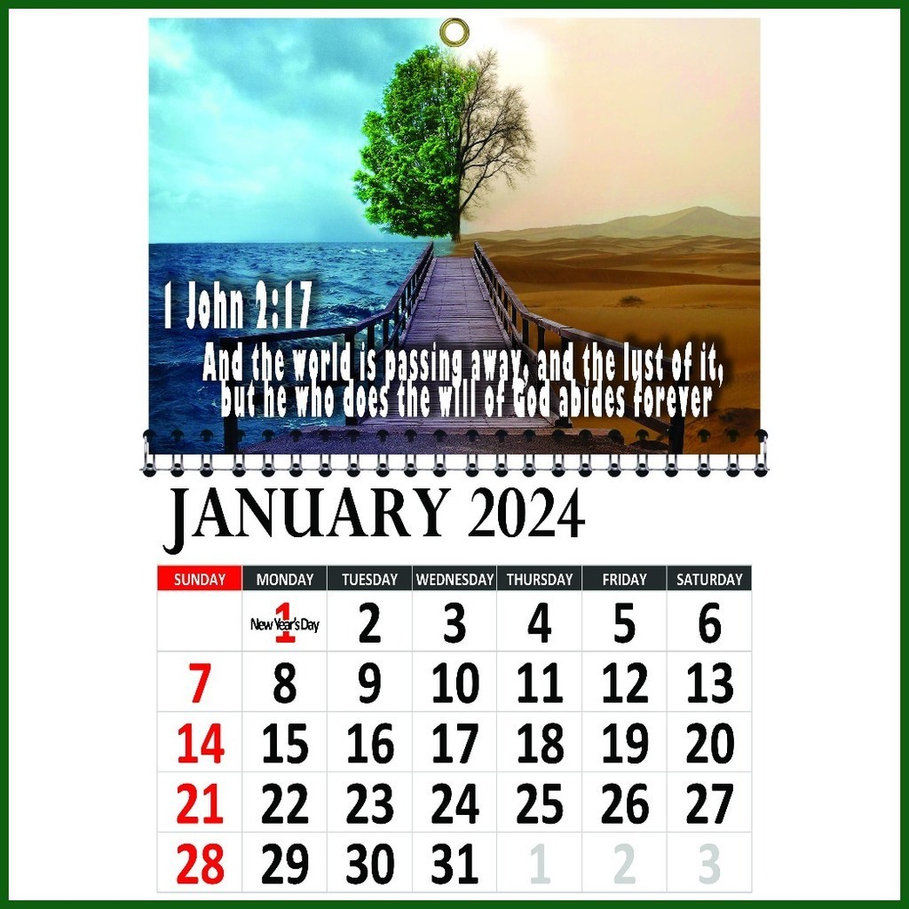 CALENDAR 2024 (A4 SIZE) - BIBLE VERSES and DIFFERENT DESIGNS | Shopee ...