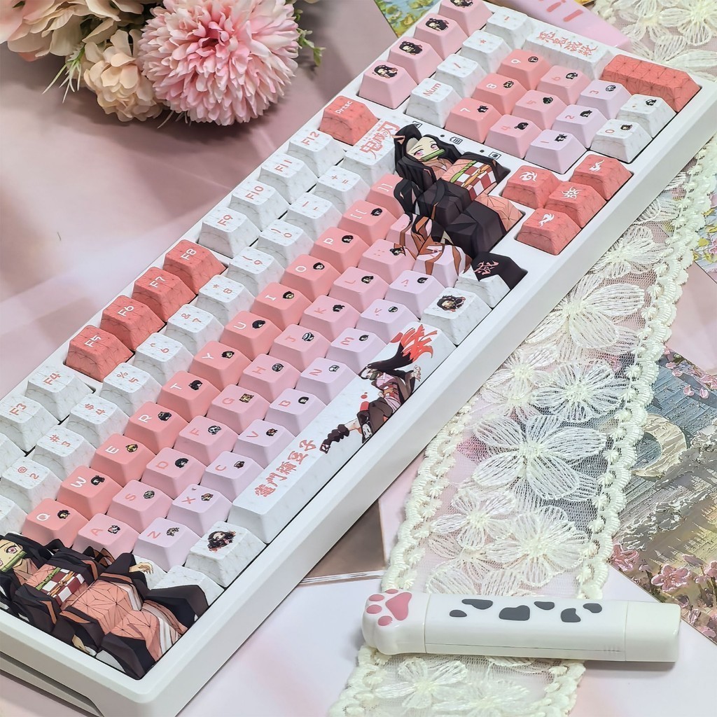 Demon Slayer Kamado Nezuko Keycap Cherry Profile PBT Five-sided Dye ...