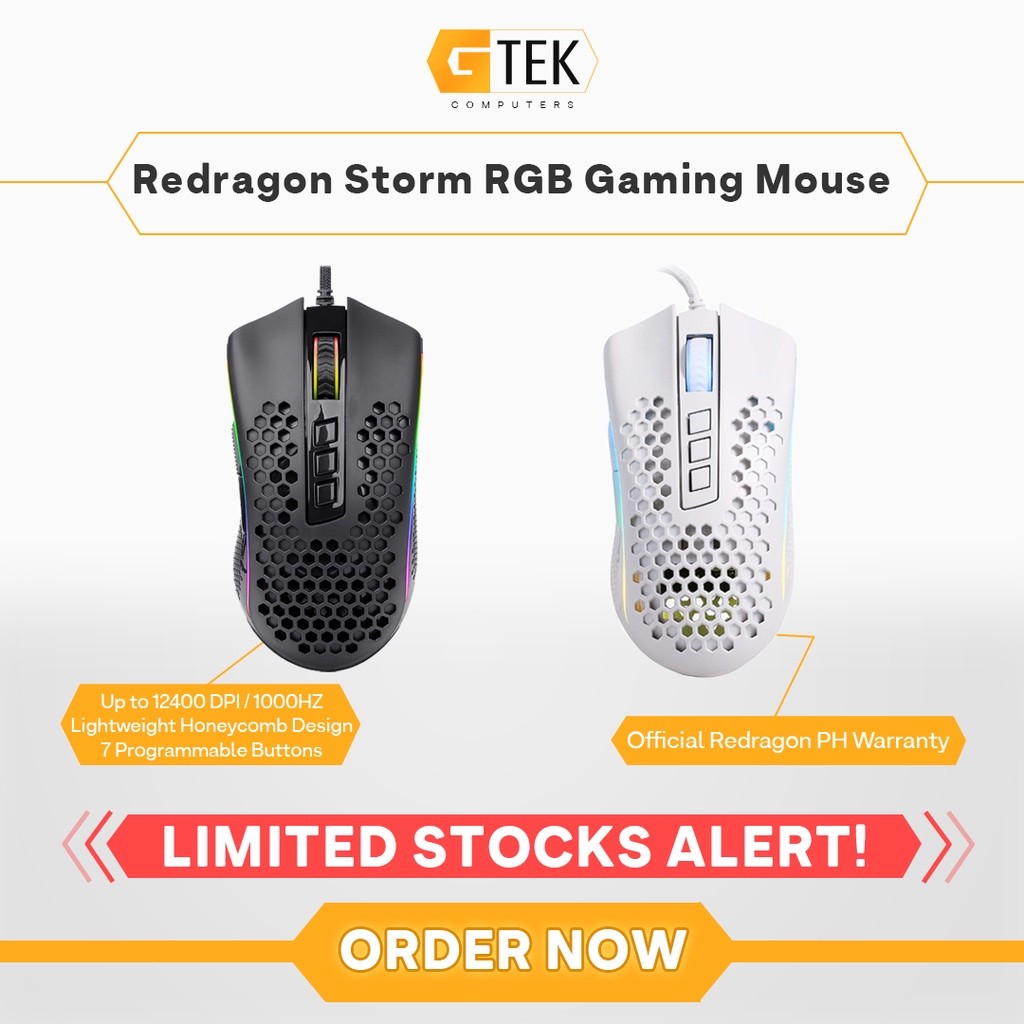 ♒ ♀ ♞,♘Redragon Storm RGB Lightweight Honeycomb 12400 DPI Gaming Mouse ...