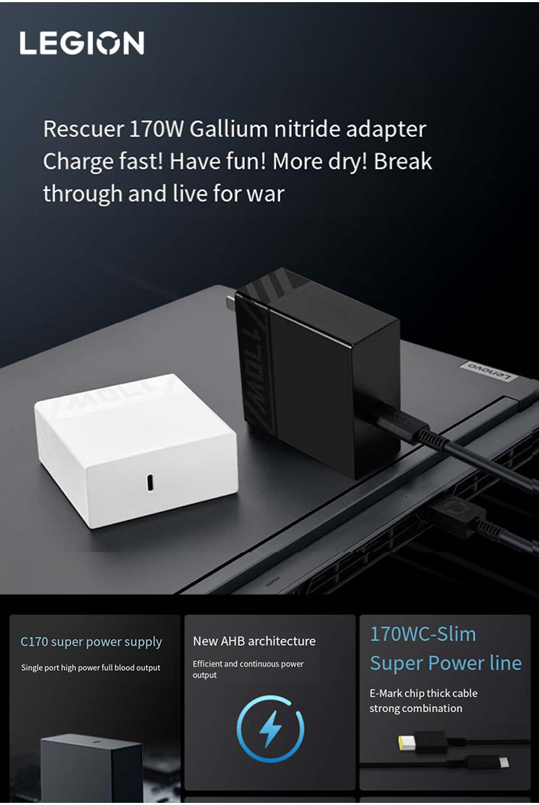 Lenovo Legion 170W C170 USB-C GaN PD3.0 Multi Protocol Fast Charging ...