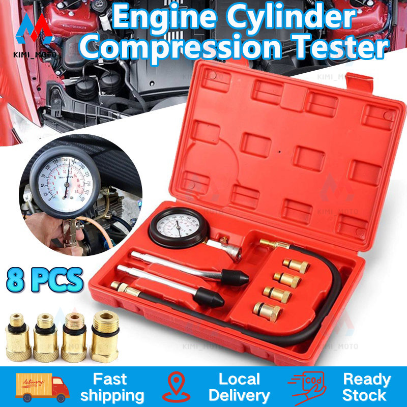 Automotive Motorcycles Petrol Engine Compression Test Gauge Tester Kit ...