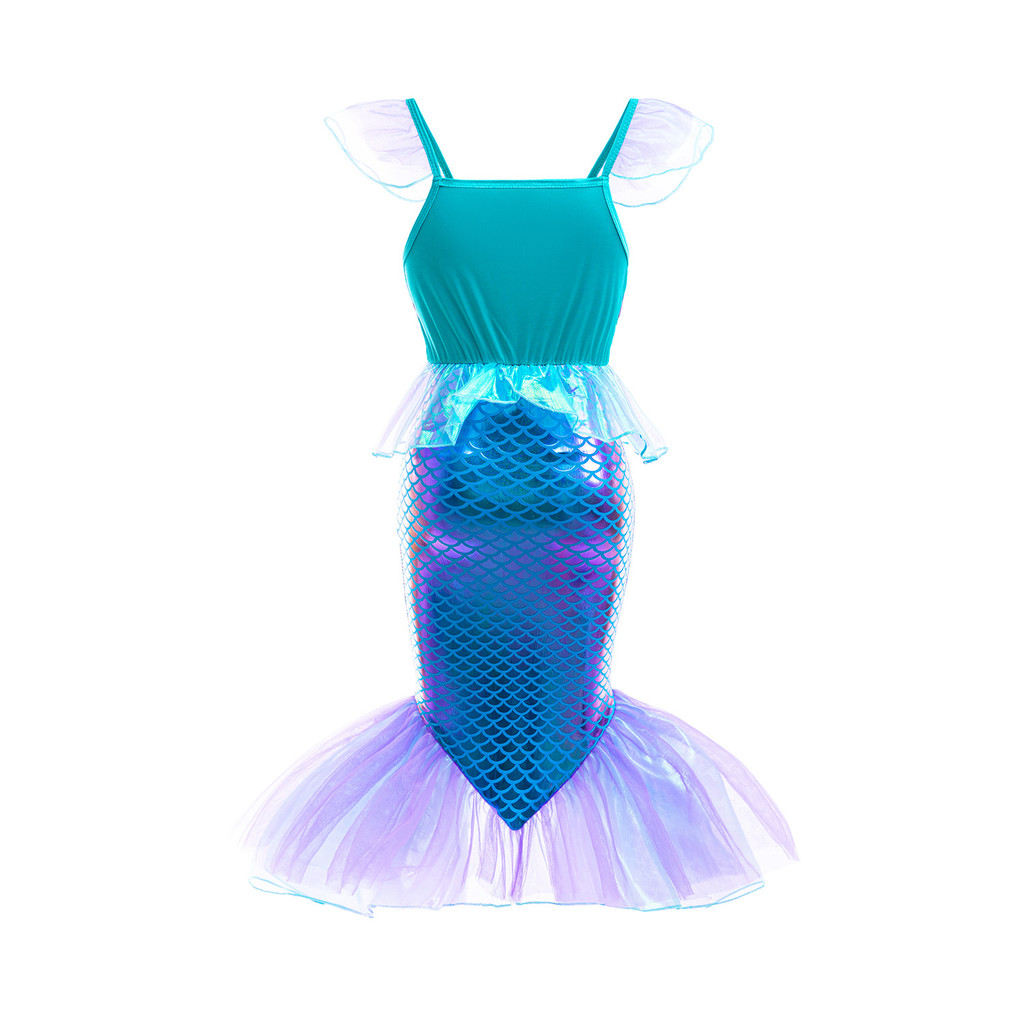 Princess Ariel Mermaid Blue Dress For Kids Girl Fishtail Gown For Girls ...