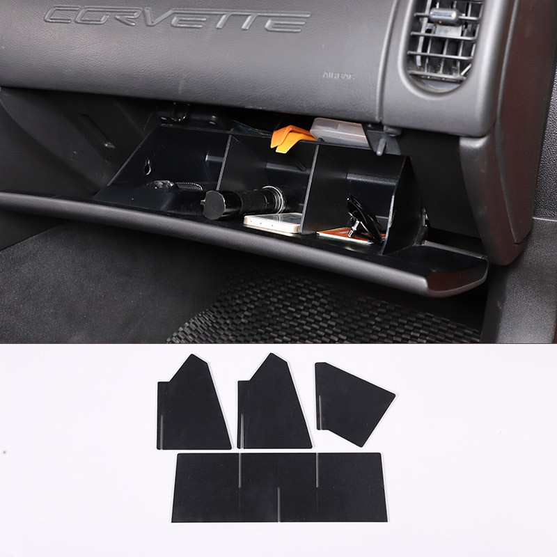 For Chevrolet Corvette C6 2005-2013 ABS Black Glove Dividers Organizer ...