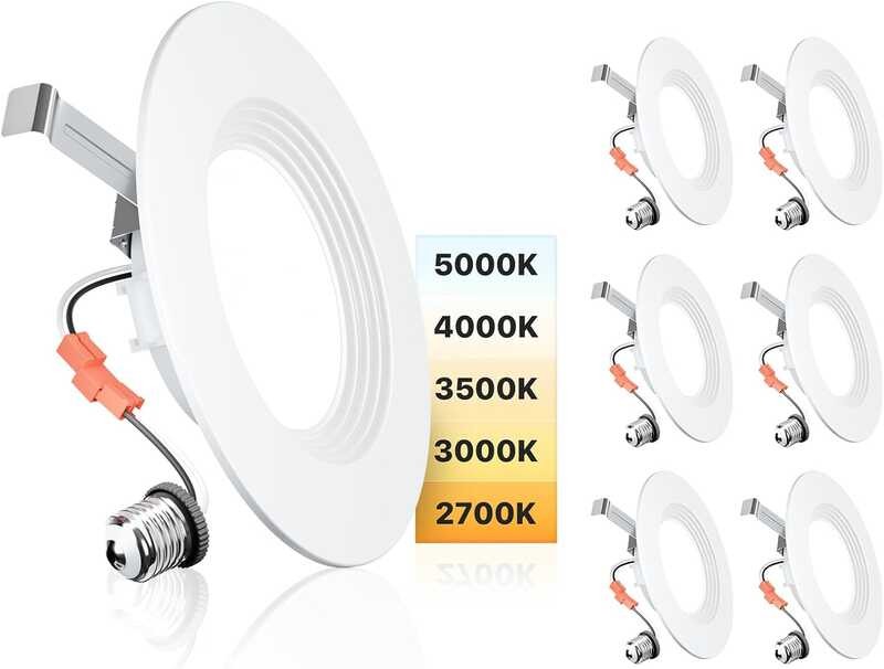 Advanced 5-Inch 5Cct Can Light 6-Piece Set, Modified With LED Embedded ...