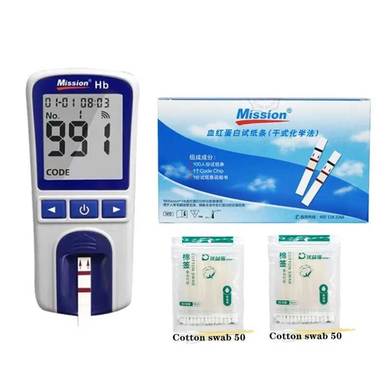 Mission Hemoglobin Analysis Meter Home Hb Analyzer Anemia Tester Strip ...