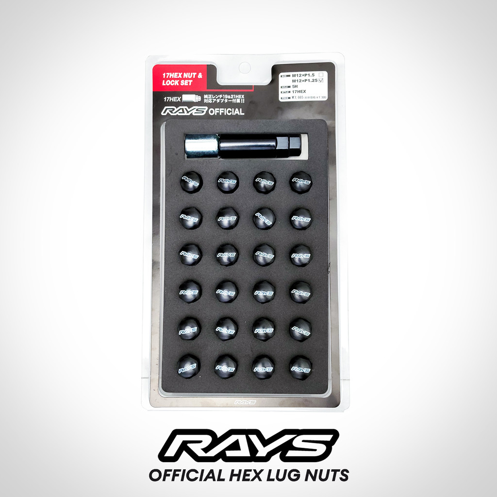 RAYS Official 17mm Hex Lugnuts and Lock 12 x 1.25mm 24pcs Lug Nuts ...