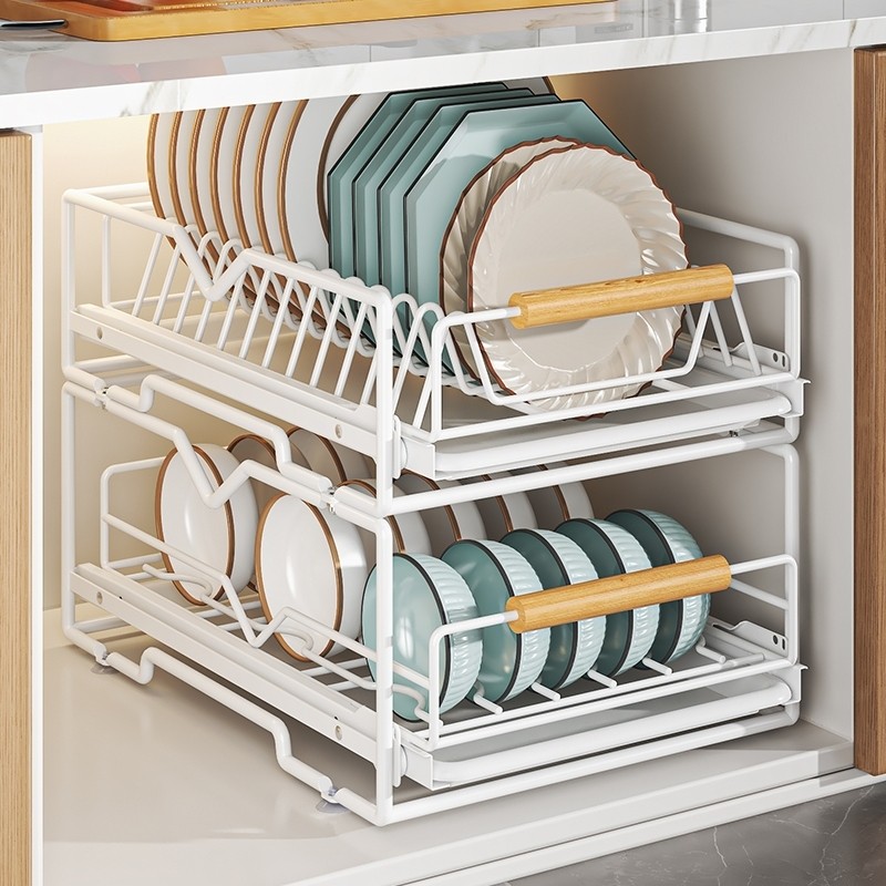 Kitchen Dish Rack Pull Out Dish rack Kitchen Organizer Drainer Tray ...