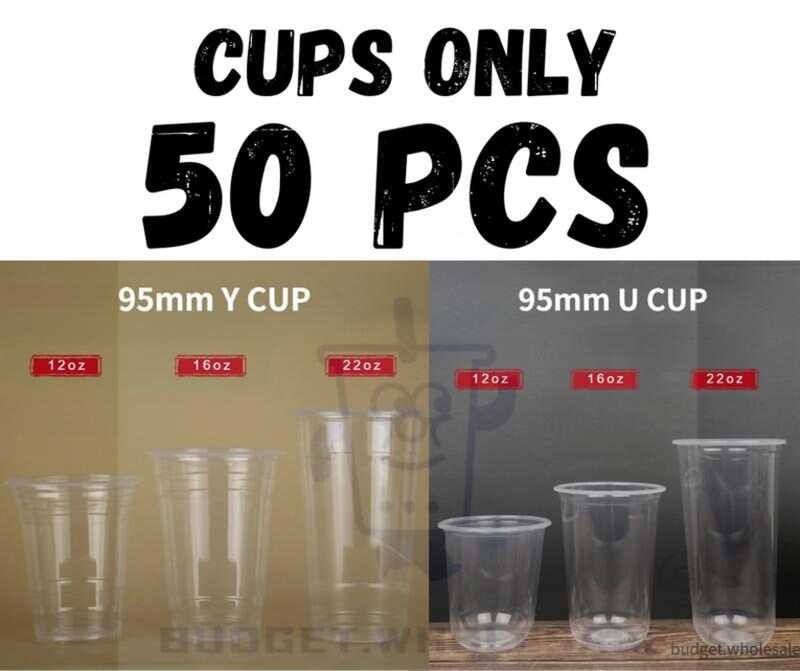[50pcs] Plastic Cup Only YCup and Ucup 95mm Milktea Cup Fruit Soda Cup ...