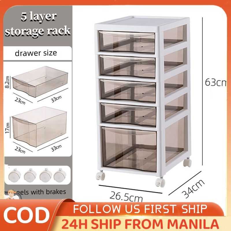 5 Layer Organize Rack Wheel Multi-Layer Office Desktop Cabinet Box ...