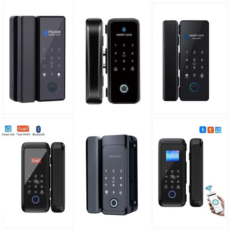 Smart Lock Bluetooth Tuya/Ttlock App Control Frameless Glass Sliding ...