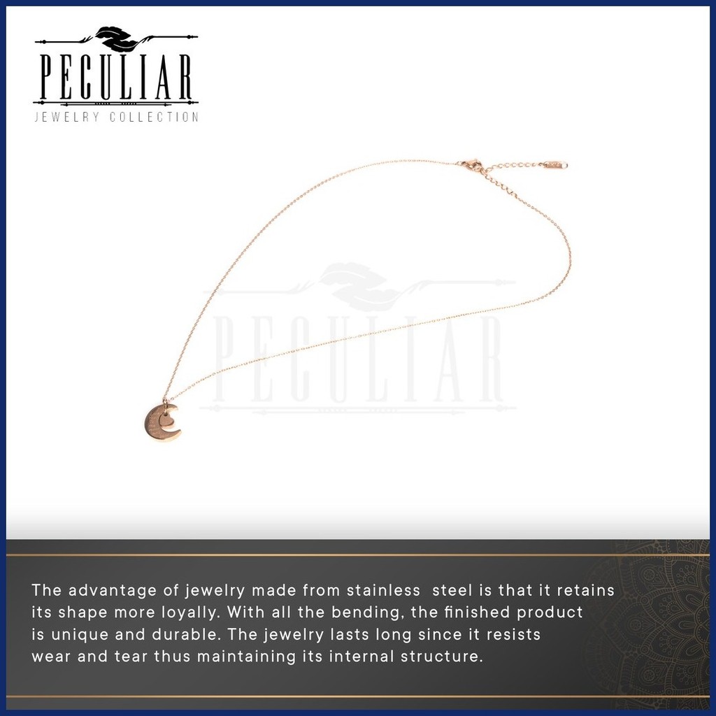 Peculiar Jewelry Half Moon and Heart Pendant Stainless Steel Necklace ...
