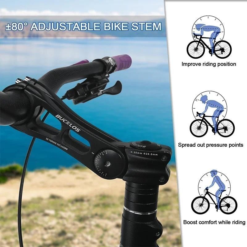 BUCKLOS Bike Stem Adjustable ±80° Negative MTB Road Bike Stem Power for ...