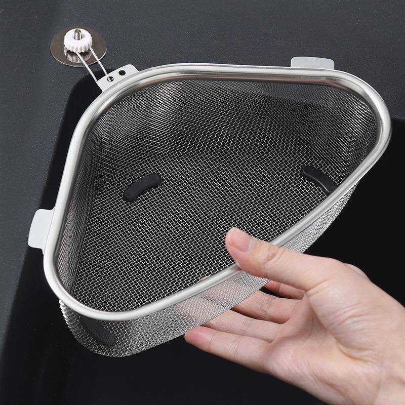 Stainless Steel Kitchen Filter Net Triangle Draining Dishwashing Sink ...