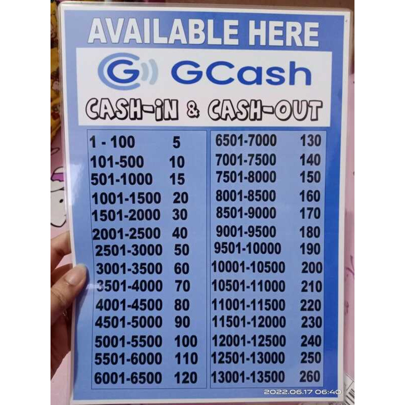 Gcash Rate Fee Laminated Waterproof | Shopee Philippines