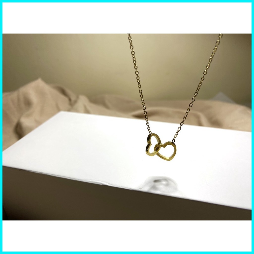 Callista Non Tarnish Louvelle Double Heart Dainty Necklace | Shopee ...