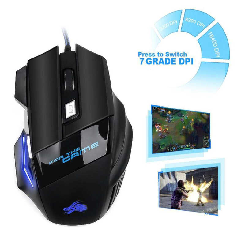 LED Optical Game USB Wired Gaming Mouse 6 Buttons Gamer Computer For ...