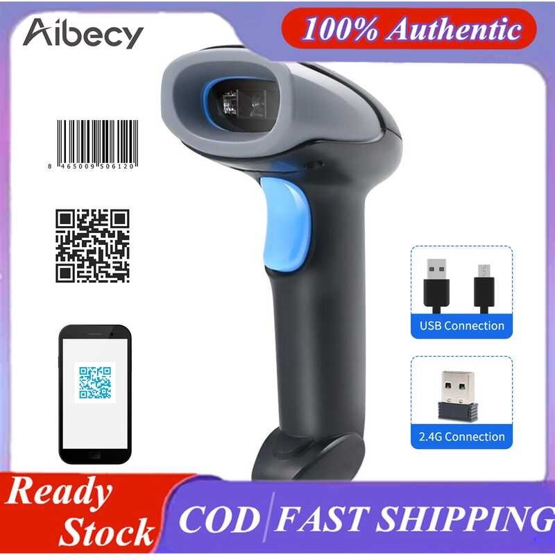 Barcode Aibecy Handheld 1D/2D/Qr Scanner 2.4G W-Ireless & USB Wired Bar ...