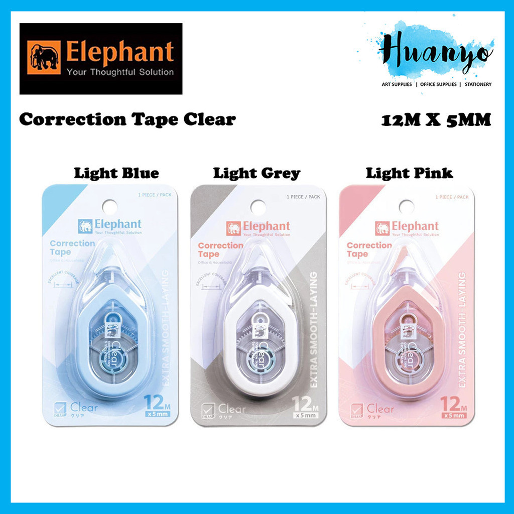Elephant Correction Tape Clear Extra Smooth-Laying 12M X 5MM Per Pcs ...