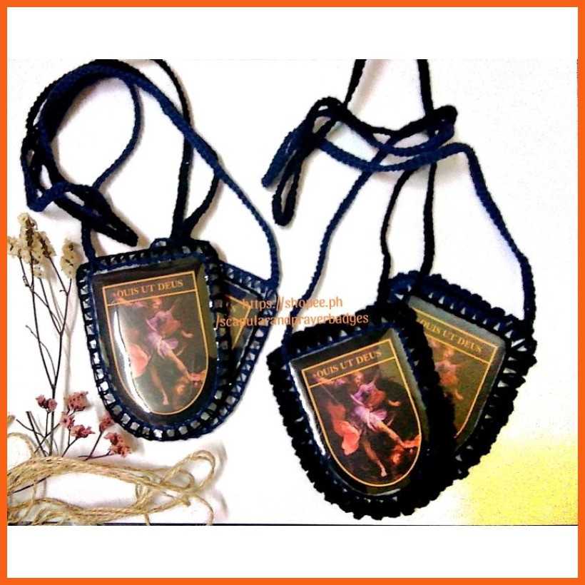 Scapular of St. Michael the Archangel (Dark Blue and Black cloth ...