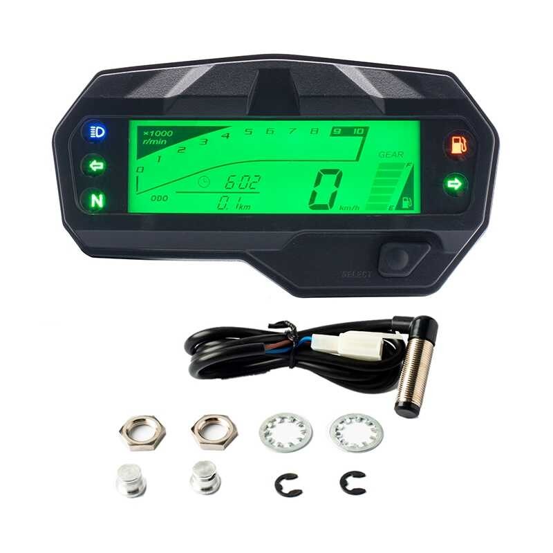 Motorcycle Universal Lcd Digital Meter Speedometer Odometer Tachometer ...