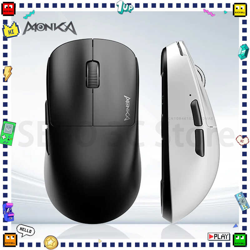 Monka M3 Mouse Three Mode Wireless Mouse Paw3395 Sensor Lightweight ...