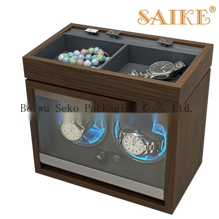 Black Walnut Wooden Vertical 2-Meter Position Automatic Watch Shaker ...