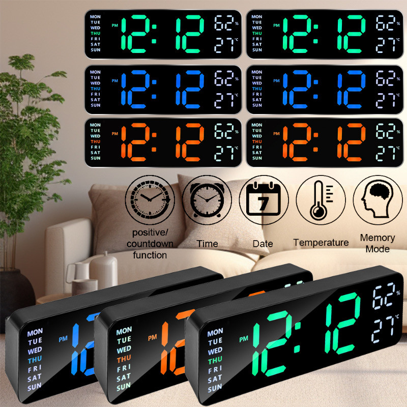 Large Screen Memory Electronic Clock - LED Digital Time Date Display ...