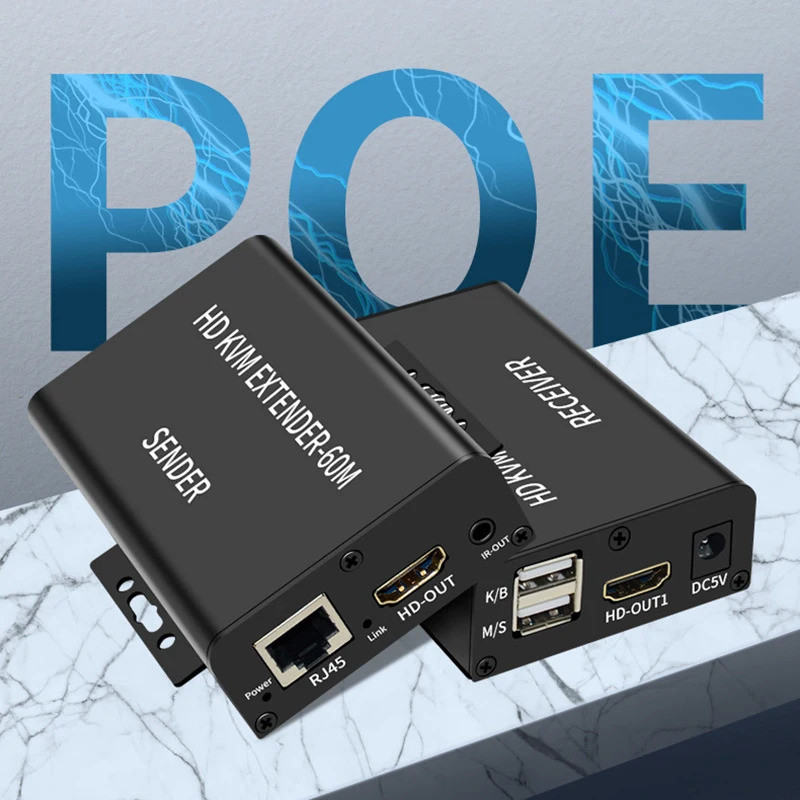 60M HDMI KVM Extender over Cat5e/6 Cable 1080P HDMI USB KVM Ethernet ...