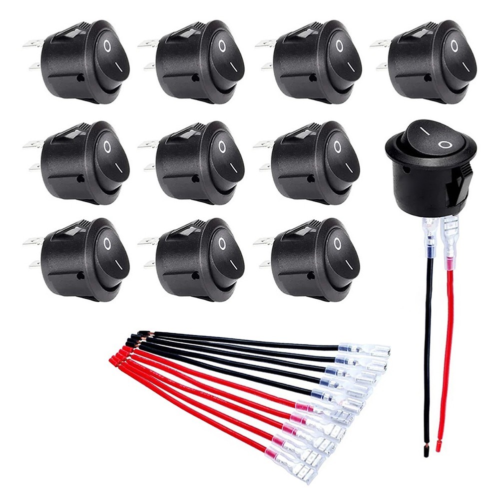 (BABYCITY) 10 Pack Rocker Switch 2 Pin with Wiring 6A/220V for ...